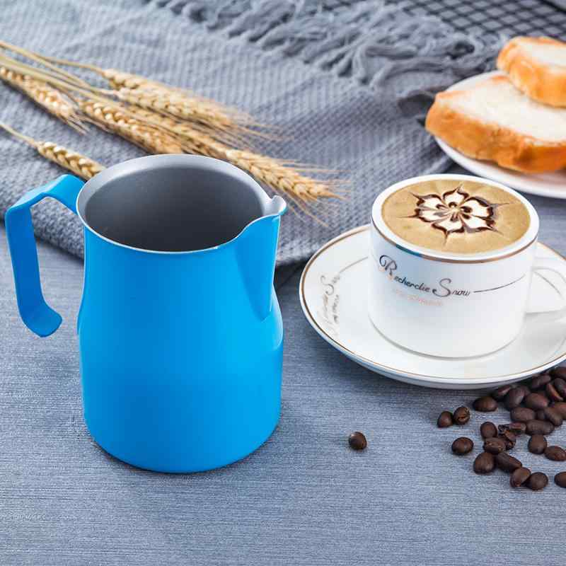 ラテアート ティーポット ステンレス エレガント カップ コーヒー ティーセット 目盛り付き デザイン デコレーション カフェ 青 赤 白