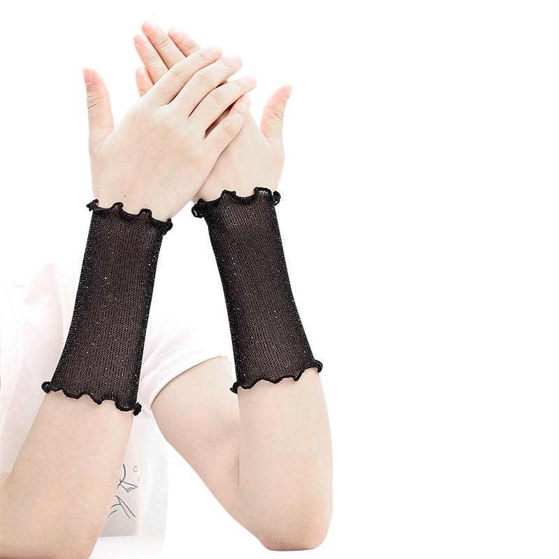 アーム カバー 傷 隠し レディース メッシュ リストバンド 薄手 通気性 無地 傷跡 日焼け防止 伸縮性 シンプル 春夏 秋冬 おしゃれ 普段使い 黒 白 紫 フリル