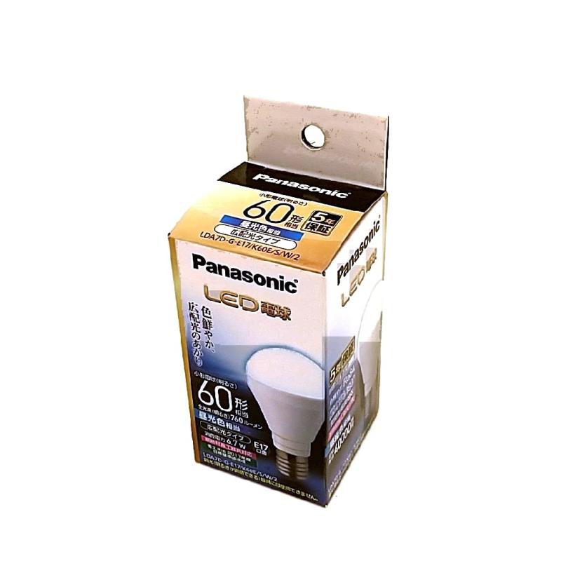 パナソニック ミニクリプトン型 LED電球 E17口金 電球60形相当 昼光色相当(6.7W) 広配光タイプ LDA7DGE17K60ESW2ワット数(W):60口金:E17ネック部分がスリムなミニクリプトン電球同等形状を実現(外径:40m...