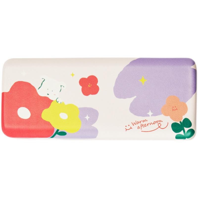 眼鏡ケース かわいい メガネ ボックス レディース 女の子 青 サクランボ 花 PU 革 レザー 小物 収納 保護 学生 オフィス 普段使い