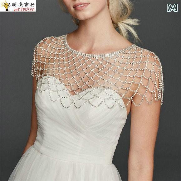 ボディーチェーン ウエディング ブライダル アクセサリー おしゃれ ネックレス ラインストーン シルバー メッキ ショルダー ショール ケープ 結婚式 二次会 パーティー 花嫁 新婦 クリスタル ビジュー キラキラ 透かし エレガント セク...