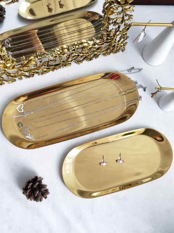 アクセサリー ディスプレイ スタンド トレイ おしゃれ 収納 置き場 吊り下げ プレート 北欧 ステンレス ネックレス ピアス イヤリング 指輪 小物 インテリア 雑貨 玄関 卓上 店舗 展示 整理 保管 写真 撮影 小道具 レトロ 楕円 ...