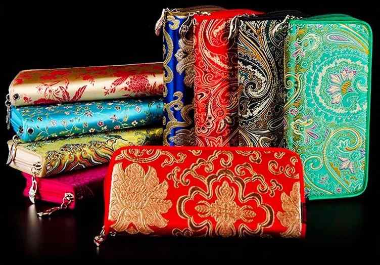 財布 レディース 女性 レトロ 刺繍 エスニック チャイナ風 ウォレット ロング ジッパー ポケット 赤 青 緑 大人 小銭 お札 カード開閉方法: ジッパー裏地素材: ポリエステル