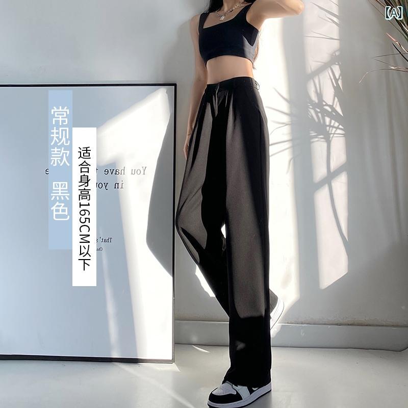 レディースパンツウエスト高さ：ハイウエストシーズン: 春厚さ: 薄手服の詳細: ポケットパンツの長さ: ロング女性のパンツタイプ：ワイドレッグパンツ素材構成：ポリエステル繊維95 ポリウレタン弾性繊維(スパンデックス)5