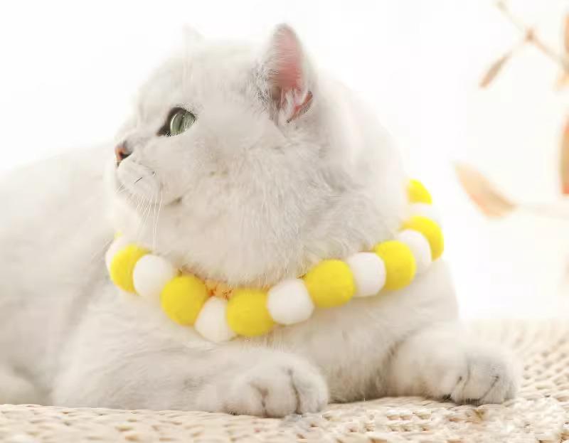 猫 首輪 おしゃれ 犬 ペット 小型 ネックレス 紐 アクセサリー リング ポンポン 青 赤 白 クリスマスパステルカラー 可愛い