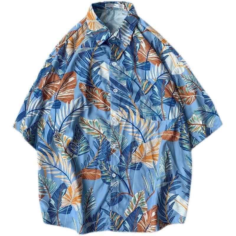 シャツ メンズ アロハ 旅行 半袖 花柄 夏 薄手 ビーチ ショートパンツ カップル セットアップ 大きいサイズ ゆったり 青 黒 黄