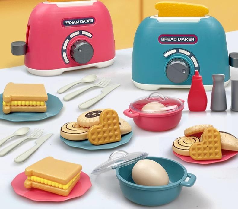ミニチュア おもちゃ ままごと パン トースター ミニ キッチン ポップアップ ワッフル カトラリー アクセサリー かわいい ブルー レッド