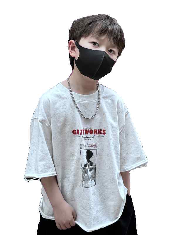 Tシャツ キッズ 男の子 夏 半袖 子供服 コットン 韓国 ストリート ダンス ヒップホップ ゆったり かっこいい ラウンドネック ろう染め ユニセックス 白
