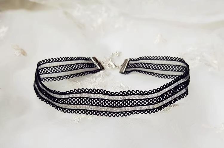 チョーカー レディース レース 韓国 ガーリー フェミニン シンプル ネックレス アクセサリー 大人 上品 パーティー 結婚式 二次会 白 黒