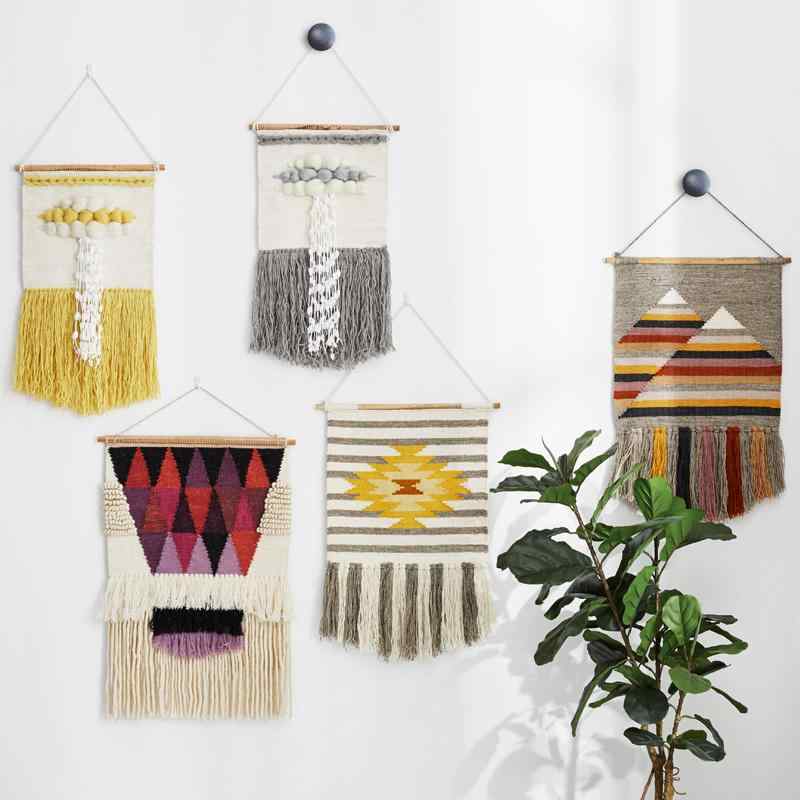 素材: ウールパターン: 幾何学模様タペストリーの形状: 長方形