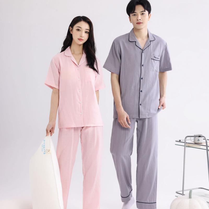 服の詳細: 刺繍パンツの長さ: ロング生地の通称：綿ガーゼウエスト ：ゴムシーン・場面: レジャーホーム生地素材構成：綿適用季節：夏厚さ: 薄手袖丈:半袖裏地素材構成：綿