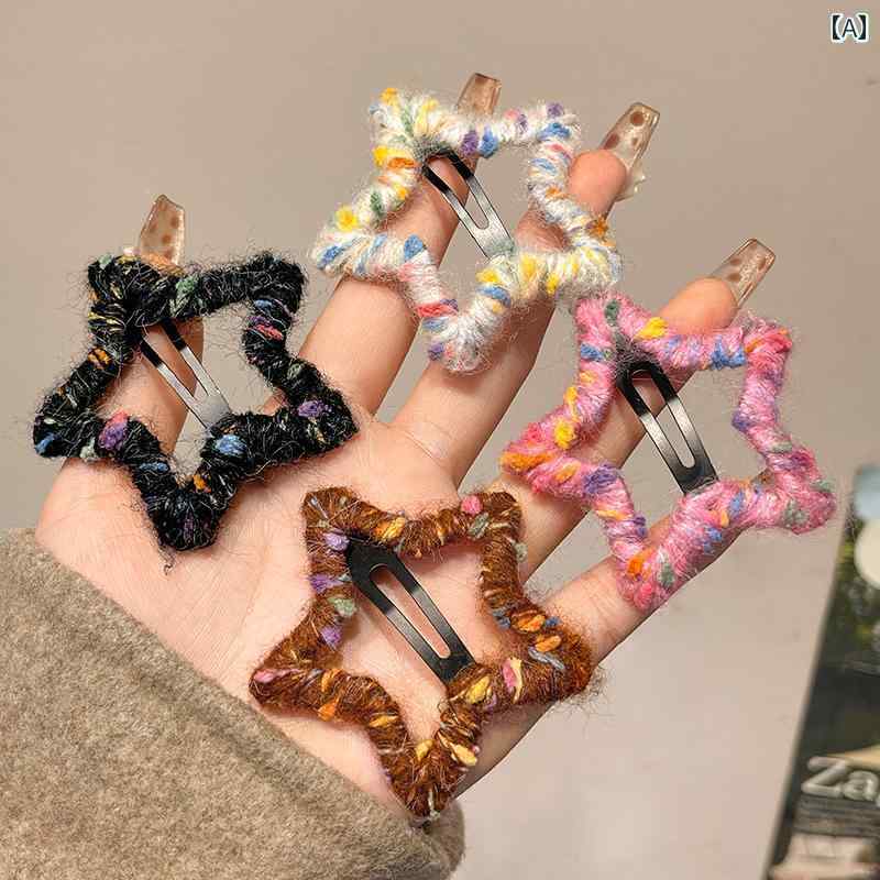 前髪クリップ 大 ヘアーアクセサリー ピン 女の子 スタイリング アレンジ まとめ髪 ワンポイント アクセント 星 ピンク 白 赤 かわいい パッチン