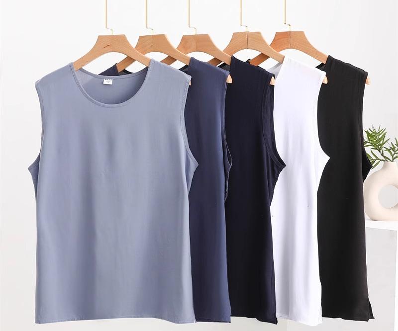 タンクトップ メンズ 大きいサイズ コットン 60代 おじいちゃん 袖なし シンプル 無地 薄手 ランドネック 夏 吸湿 通気性 白 青 黒