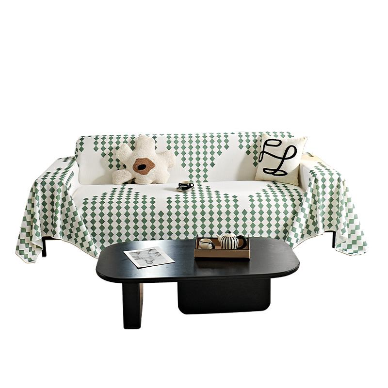 ソファー カバー 夏 北欧 接触冷感 吸湿 通気性 傷防止 洗濯可 防塵 滑り止め 涼しい ブランケット ひざ掛け インテリア リビング 寝室 シンプル モダン おしゃれ 緑 黒 カーキ ダイヤ柄