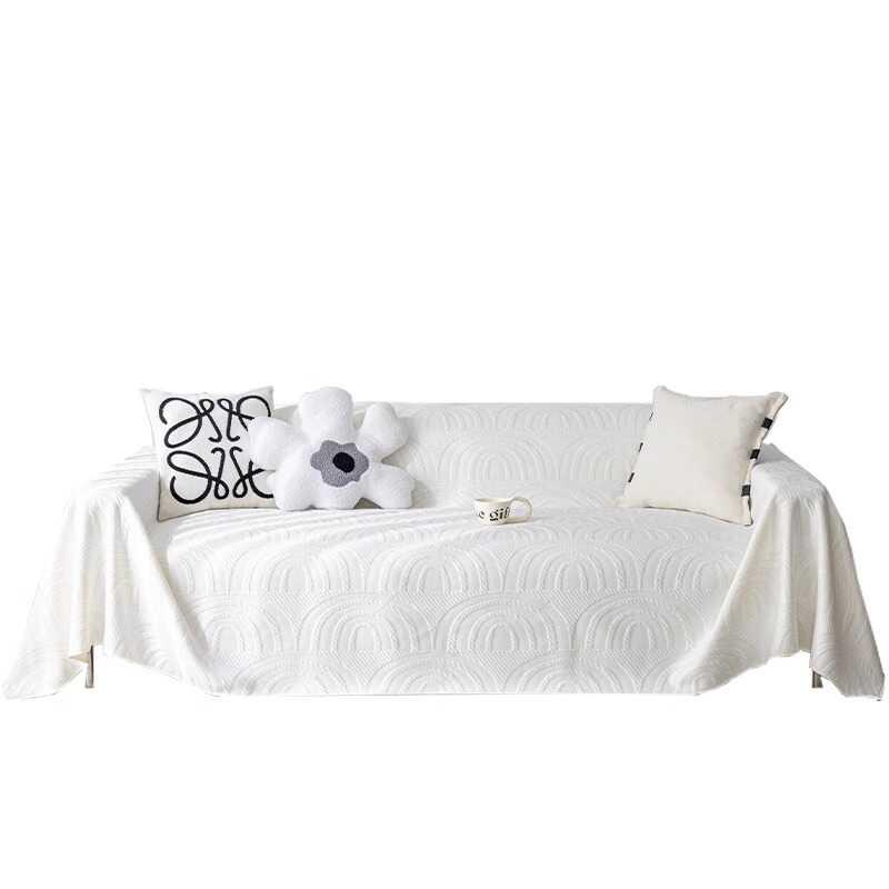 ソファー カバー 夏 接触冷感 吸湿 通気性 傷防止 洗濯可 防塵 滑り止め 涼しい ブランケット ひざ掛け 多用途 インテリア リビング 寝室 シンプル モダン 白 グレー 紫