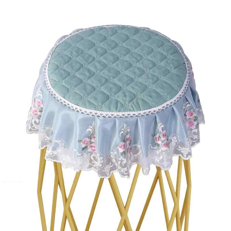 椅子カバー 座面 丸 クッション スツール リビング メイク 六角形 八角形 青 ピンク 金 ベルベット サテン 刺繍 フリル レース 上品 花柄 キルティング 華やか ヨーロピアン 取付け簡単