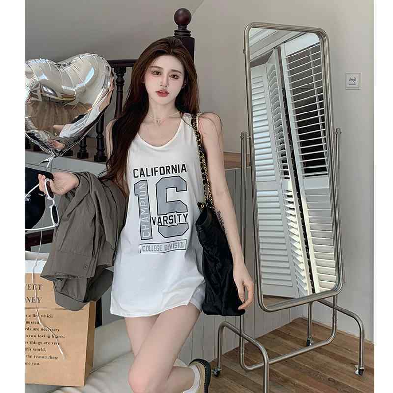 バスケ タンク トップ おしゃれ レディース 夏 アメリカン レトロ コットン ノースリーブ Tシャツ ルーズ 大きいサイズ 白 グレー