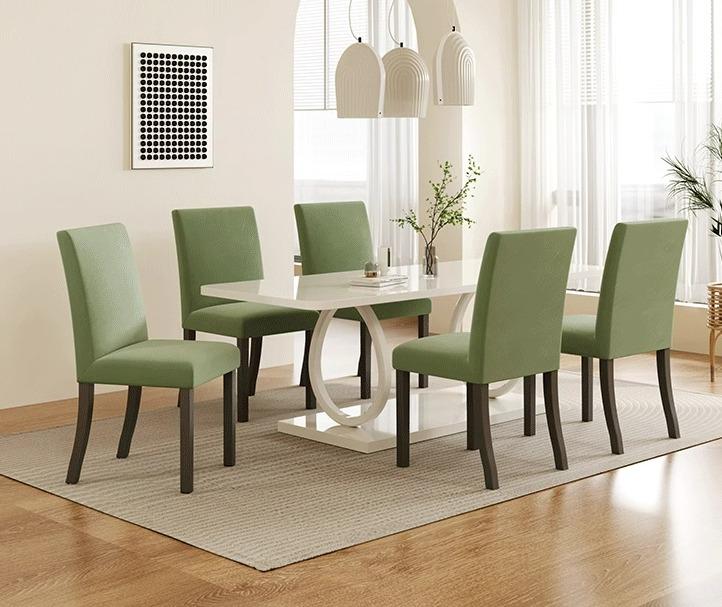 椅子 チェア カバー 伸縮性 背もたれ 座面一体型 保護 家庭 ダイニング シンプル モダン 柔らかい 防汚 滑りにくい 簡単着脱 2個セット 緑 白 グレー