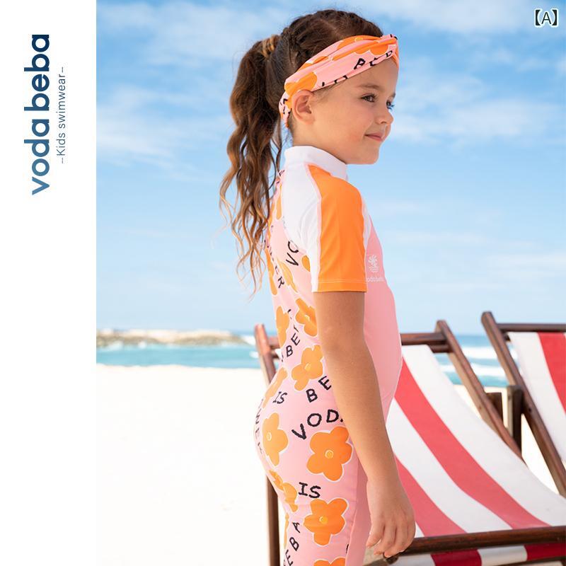 キッズ 水着 女の子 半袖 海 プール 川 水遊び 水泳 夏 子供用 ワンピース ラッシュガード 紫外線 対策 カラフル かわいい 星 花 柄 帽子 ヘアバンド 付き