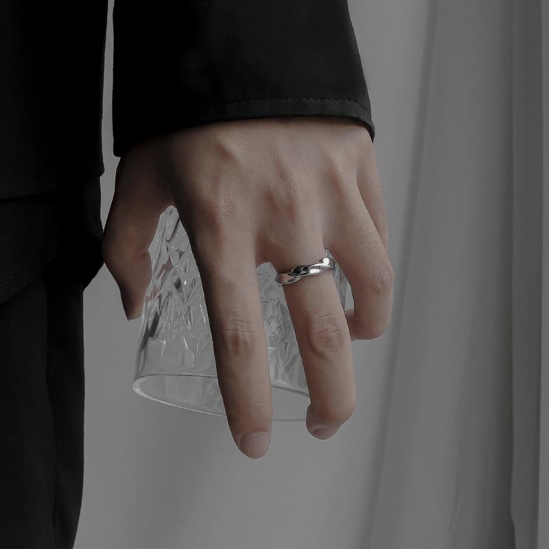 指輪 メンズ 細い カップル チタン オープンリング エタニティ シンプル カジュアル おしゃれ 飾り プレゼント シルバー アクセサリー