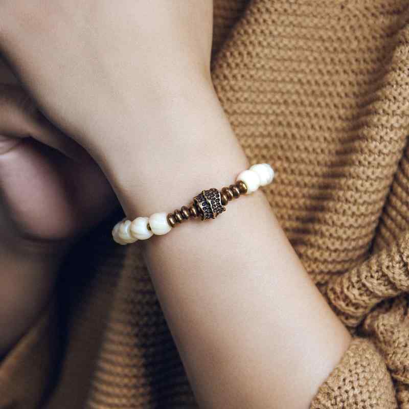 手首 アクセサリー メンズ 男性 レディース 女性 お揃い ブレスレット ヴィンテージ風 カジュアル 普段使い 銅 ビーズ おしゃれ シンプル