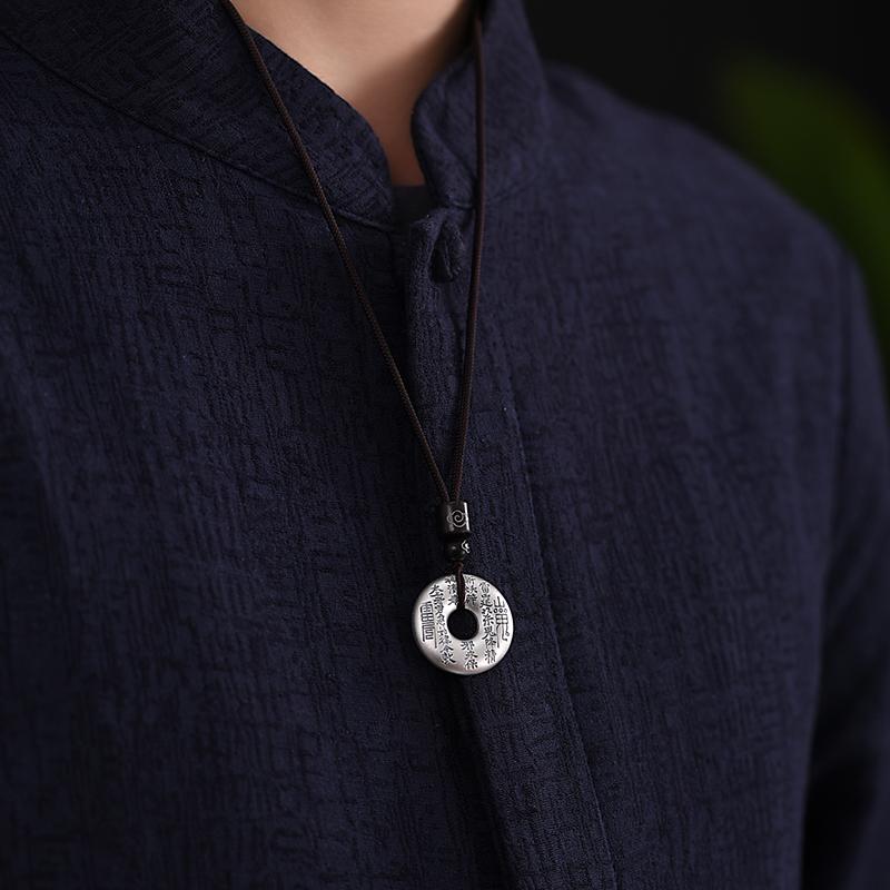 ペンダントトップ メンズ 大人 アクセサリー ネックレス 紐 パーツ プレート ラウンド 大きめ レトロ エスニック 民族風 ビーズ 文字