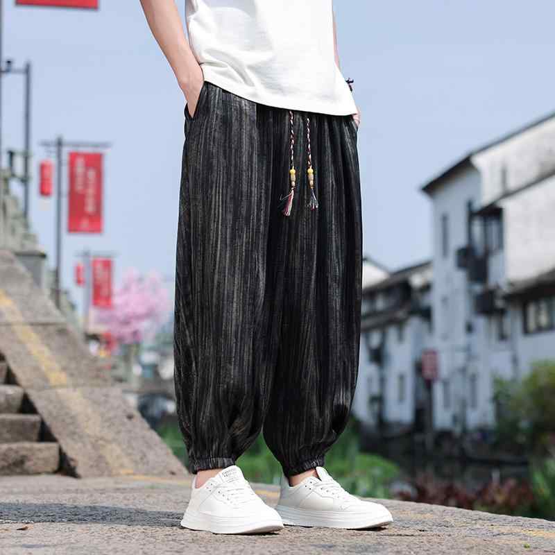 サルエルパンツ メンズ エスニック風 ゆったり 薄手 春夏 通気性 伸縮性 涼しい 快適 カジュアル おしゃれ クロップド 大きいサイズ 黒