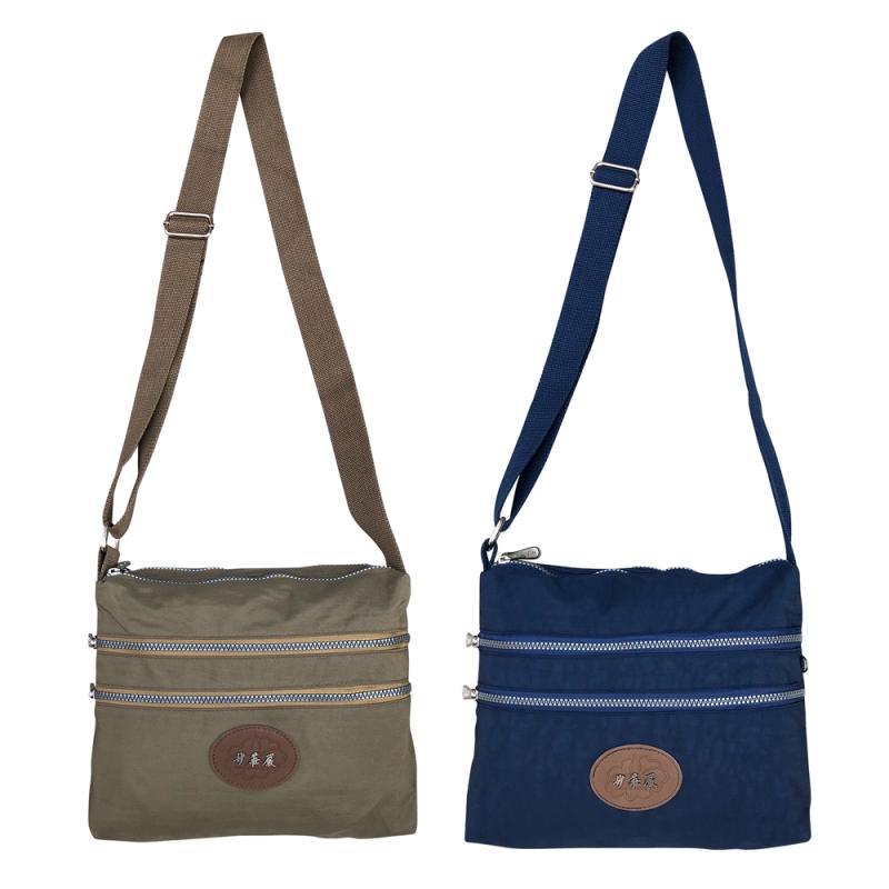僧侶 かばん 巡礼 斜め掛け ショルダーバッグ ファスナー開閉 ジッパー付きポケット ネイビー カーキ 調節可能 スリム ウォッシュクロス ソフト シンプル 洗える