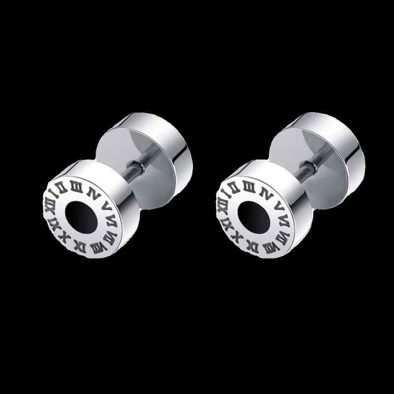 アクセサリー ピアス メンズ チタン スチール スタッド 軽量 小ぶり ローマ数字 アレルギー防止 就寝時 着用可能 片耳 ペア シンプル おしゃれ