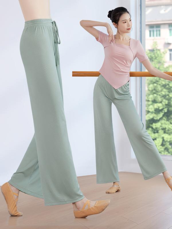 中国 舞踊 衣装 レディース ストレート パンツ トップス 単品 薄手 スクエアネック エレガント 夏 民族 ダンス 演劇 トレーニング フィットネス シンプル 無地 黒 緑 ピンクサイズ: 4XL SML XL XXL XXXL季節：夏