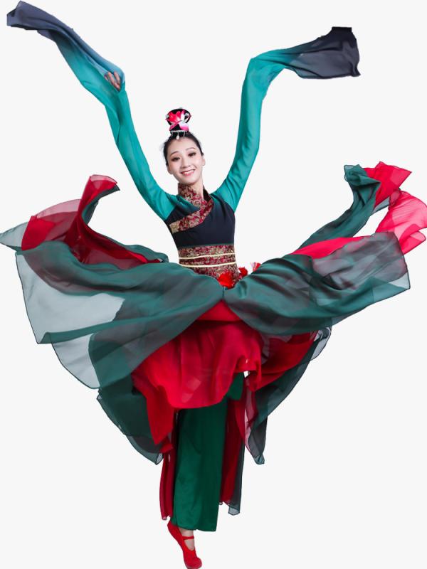 中国 舞踊 衣装 エレガント 冬 レディース キッズ レトロ 漢服 民族 ダンス ゆったり 長袖 演劇 発表会 練習着 グラデーション 無地 青 緑 赤サイズ: 120cm 子供用 130cm 子供用 140cm 子供用 150cm 子供用...