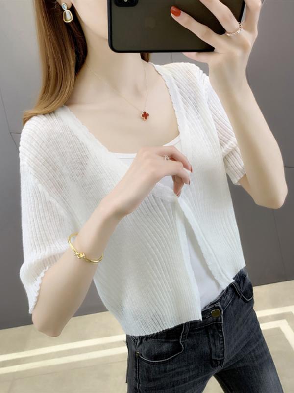 襟: Vネック服の前立て: 1 つボタン袖丈:半袖厚さ: 薄手長さ: 短い服装バージョン：ストレート
