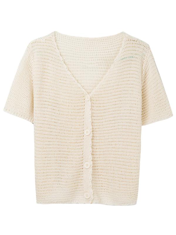 襟: Vネック服の前立て: シングルブレスト袖丈:半袖厚さ: 薄手長さ: 短い服装バージョン：ストレート