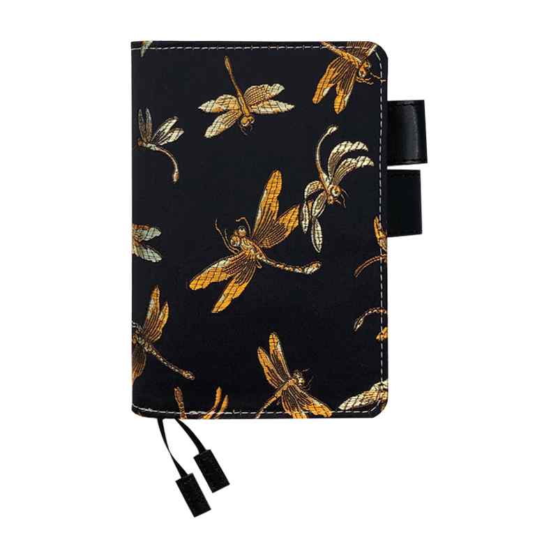 ブックカバー 文庫 布製 きれいめ 中国 本 ノート 手帳 日記 家計簿 保護 持ち運び しおり ペンホルダー サテン レトロ トンボ 黒カバー素材：布メモ帳の分類: 手帳