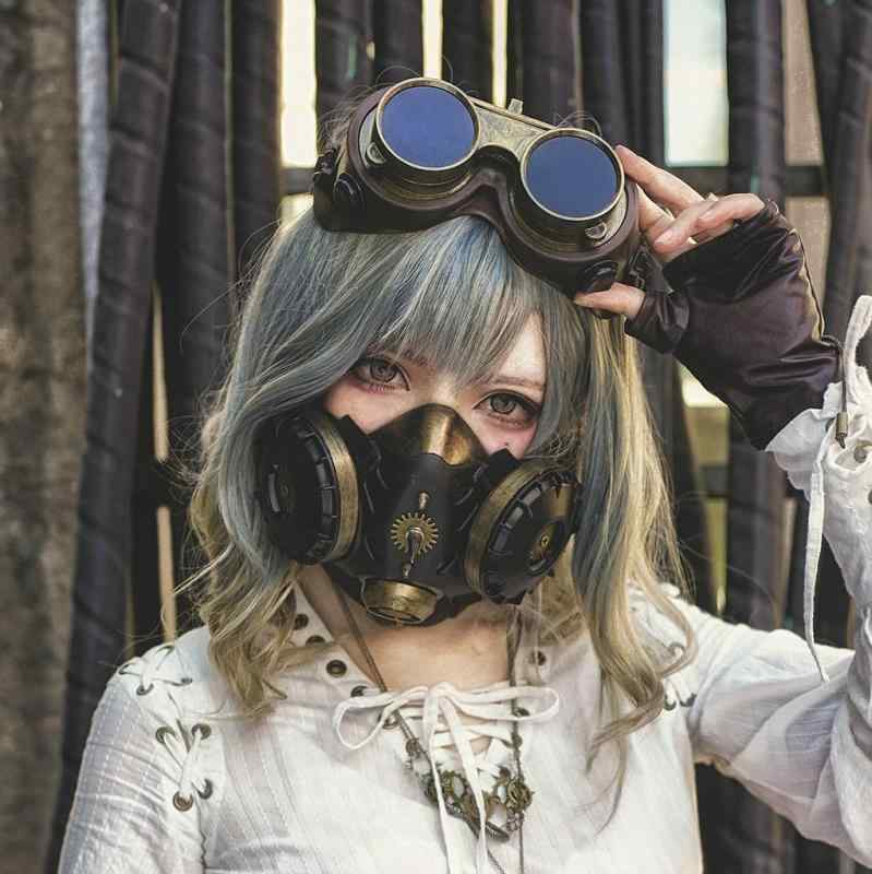マスク ファッション かっこいい スチームパンク ゴーグル 歯車 スモッグ 防止 コスプレ パーティ パフォーマンス レトロ 目立つ アンティーク