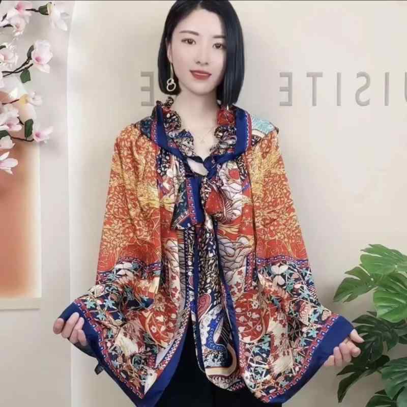 ショール レディース 春夏 フード付き リボン マント 日焼け防止 エスニック おしゃれ プリント 花柄 千鳥格子 レオパード オレンジ 緑 青機能: 装飾適用季節：夏服の詳細: プリント