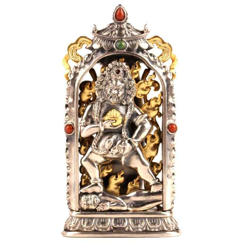 ペンダントトップ 大きめ シルバー ゴールド 黒 ビーズ レトロ ネックレス メンズ レディース エスニック チャイナ風 シンプル アクセサリー かっこいい金属素材：シルバー925