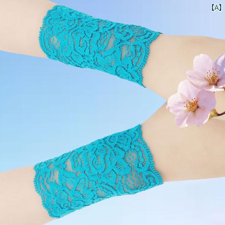 リストバンド 薄手 おしゃれ レース レディース 春夏 ロング ストレッチ 通気 ひんやり 涼しい 快適 手首 傷跡 タトゥー 隠し 緑 白 黒 フリーサイズ