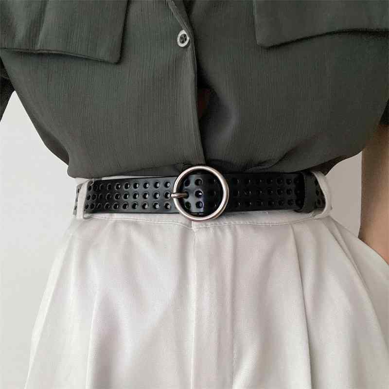 ベルト レディースおしゃれ 革 夏 ジーンズ 太い 調節可能 かっこいい カジュアル バックル ブラウン 黒 使いやすい シンプル 豪華