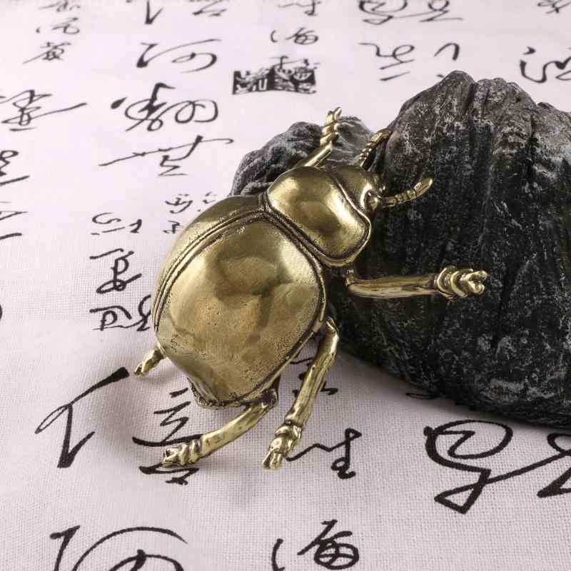 インテリア オブジェ 置物 真鍮 甲虫 卓上 装飾 工芸品 茶玩 雑貨 コレクション リビングルーム 書斎 アンティーク調 リアル フィギュア おしゃれ ギフト456g