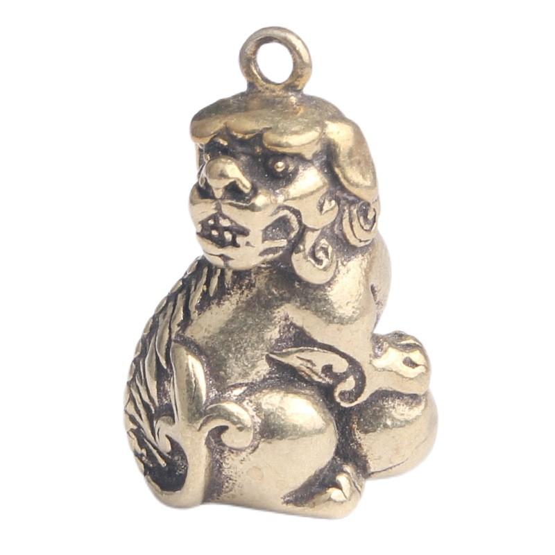 真鍮 キーホルダーパーツ ペンダントトップ ヴィンテージ風 アクセサリー 小物 小さめ 工芸品 彫刻 装飾 銅 開運 ライオン 獅子 コレクション おしゃれ27g