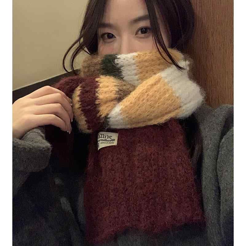 レディース マフラー 防寒 ウール 女性 秋冬 厚手 暖かい ニット 韓国 タグ フリーサイズ 柔らかい カジュアル 普段使い お出かけ 通学 レジャー おしゃれ 柄 ストライプ 黄色 黒 カーキ幅: 24cm長さ: 178cm