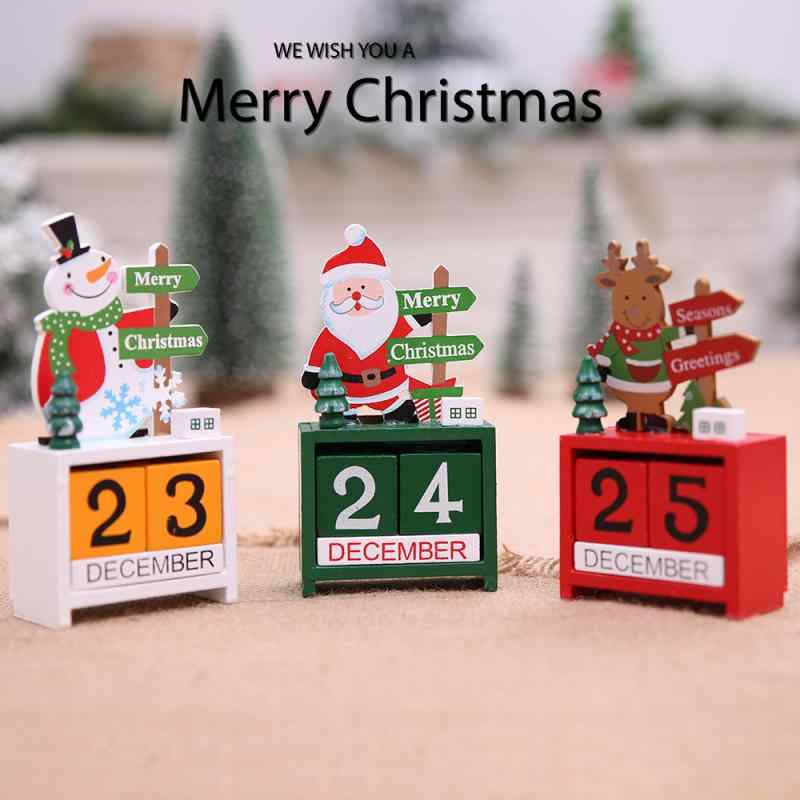 クリスマス 飾り 置物 室内 木製 万年カレンダー サンタクロース 雪だるま トナカイ リビングルーム 卓上 インテリア 家庭 オフィス かわいい プレゼント