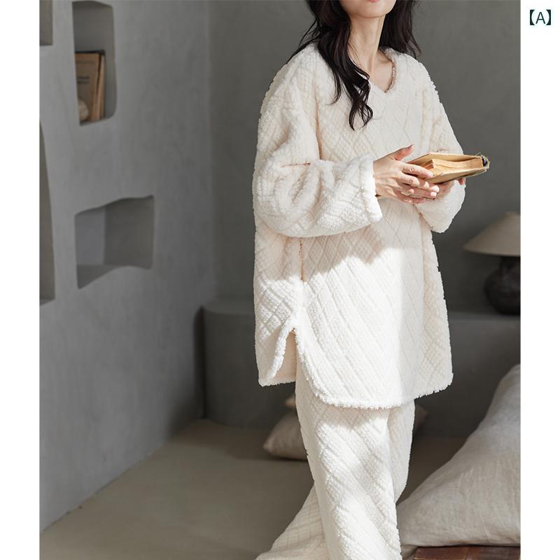 ルームウェア 秋冬 レディース 大きいサイズ ゆったり 上下セット 長袖 厚手 暖かい もこもこ ふわふわ フリース フランネル フード ボタン ポケット スタンドカラー プルオーバー おしゃれ