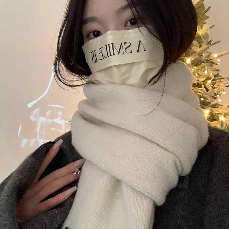 マフラー レディース かわいい 女性 婦人 韓国 冬 暖かい 保温 ウール ショール カジュアル 普段使い 通勤 通学 オートミール 赤 グレー 無地 シンプル フリンジ