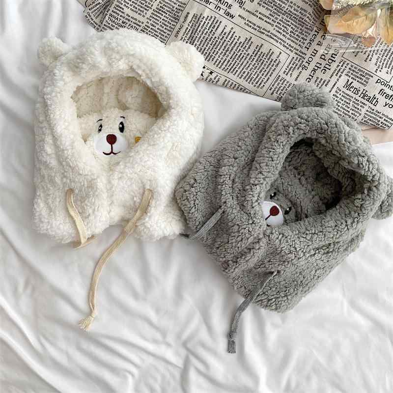 帽子 冬 レディース 暖かい かわいい 防寒 サイクリング 通学 普段使い ギフト 男女兼用 カップル 10代 くま 耳付き 調節可能 茶色 白 グレー