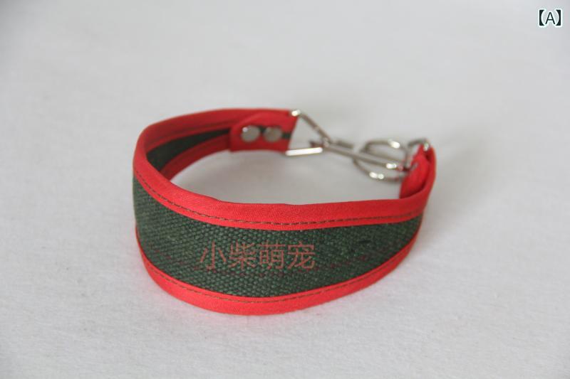 首輪 犬 グレイハウンド イタグレ 散歩 お出かけ 外出 キャンバス リング バックル フック 調整可能 大きめ 小さめ シンプル 赤 緑