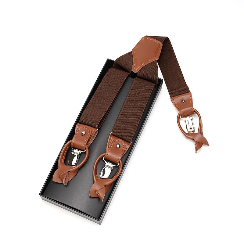 サスペンダー メンズ おしゃれ 大人 英国風 レトロ クリップ ボタン 伸縮性 大きめ ビジネス 外出用 カジュアル シンプル カーキ グレー キャメル 無地 ドット 総柄