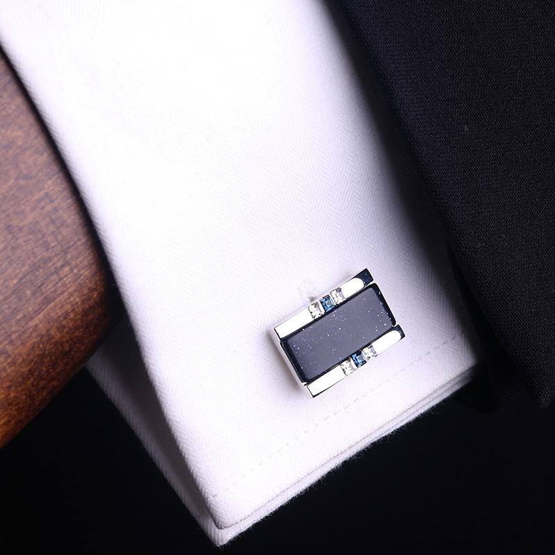 カフスボタン おしゃれ メンズ フレンチ シャツ 袖口 アクセサリー 星空 ストーン キラキラ 銅 細ロング 四角形 ビジネス フォーマル シルバー ゴールド