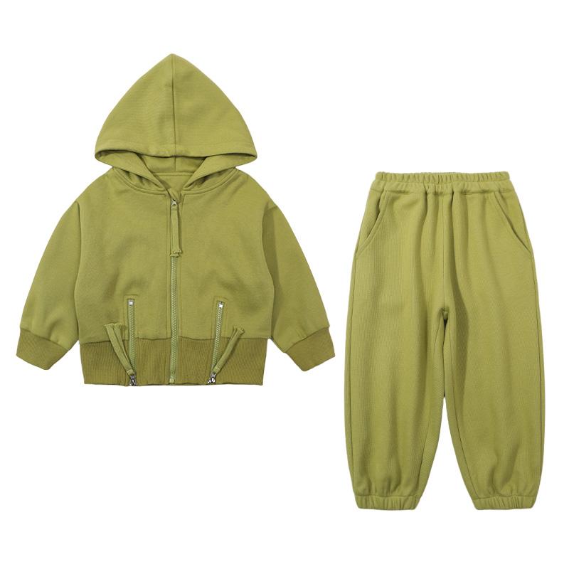 キッズ セットアップ 女の子 秋 スポーツ カジュアル ベビー 前開き ジップアップ パーカー ウエストゴム 裾絞り ロングパンツ 2点 柔らかい 通気性 おしゃれ ピンク 緑